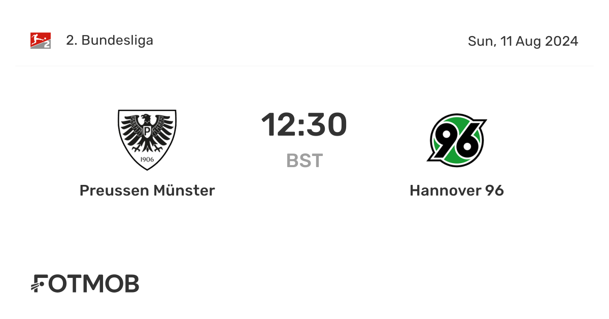 Preussen Münster vs Hannover 96 - marcador en vivo, alineaciones previstas y estadísticas H2H