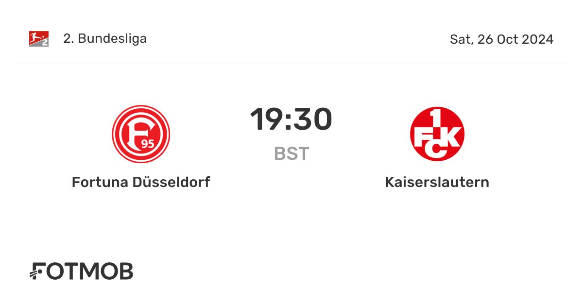 Fortuna Düsseldorf vs Kaiserslautern - live score, predicted lineups and H2H stats