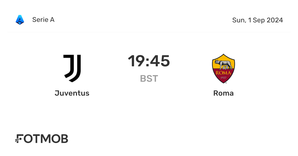 Juventus vs Roma - live score, predicted lineups and H2H stats