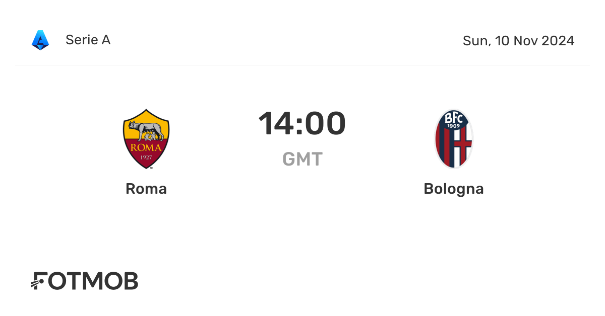 Roma vs Bologna - live score, predicted lineups and H2H stats