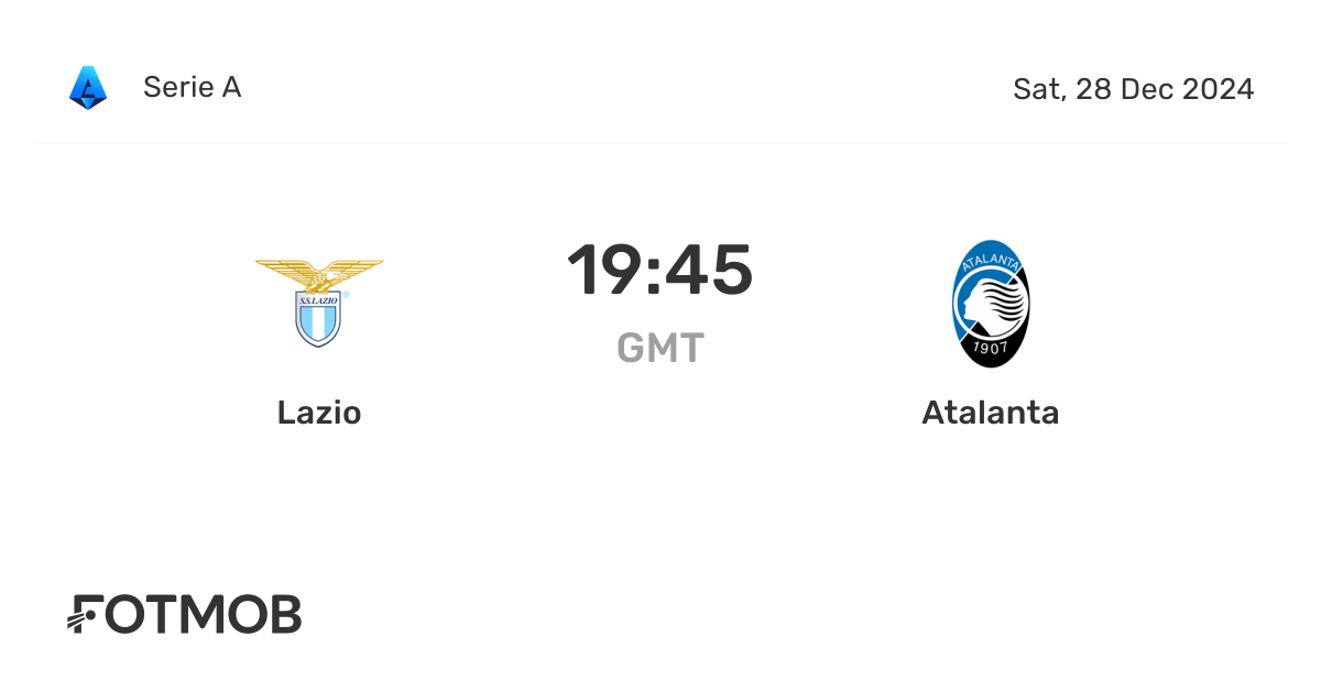 Lazio 대 Atalanta 실시간 점수 예상 스타팅 라인업 및 H2h 통계