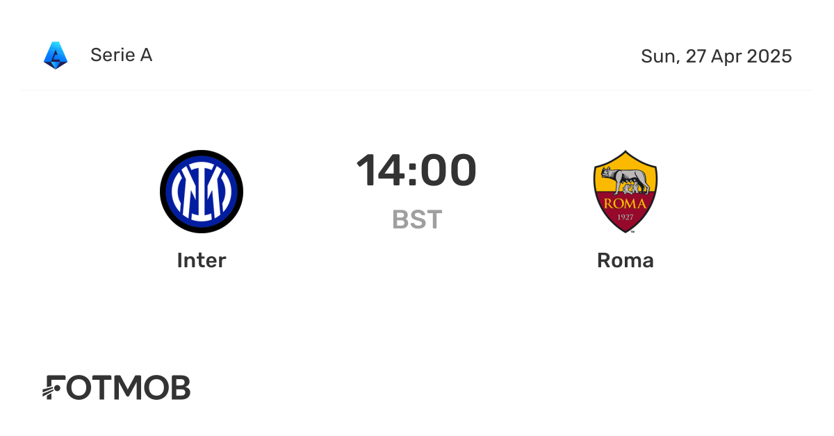 Inter vs Roma - live score, predicted lineups and H2H stats