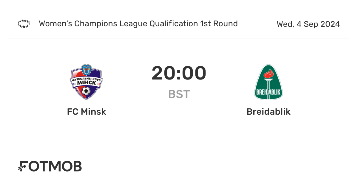 FC Minsk vs Breidablik - live score, predicted lineups and H2H stats