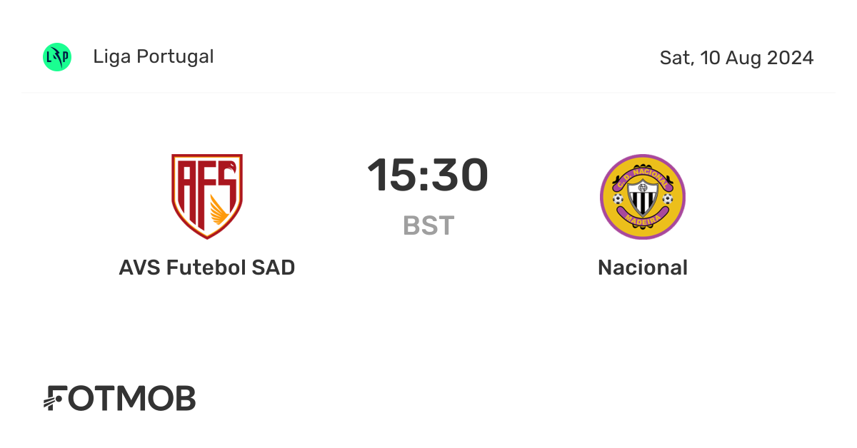 AVS Futebol SAD vs Nacional - live score, predicted lineups and H2H stats
