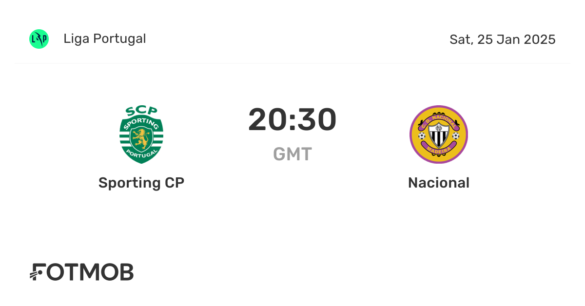 Sporting CP vs Nacional - live score, predicted lineups and H2H stats