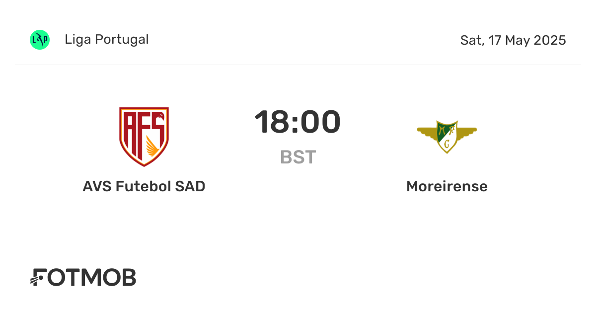 AVS Futebol SAD vs Moreirense - live score, predicted lineups and H2H stats