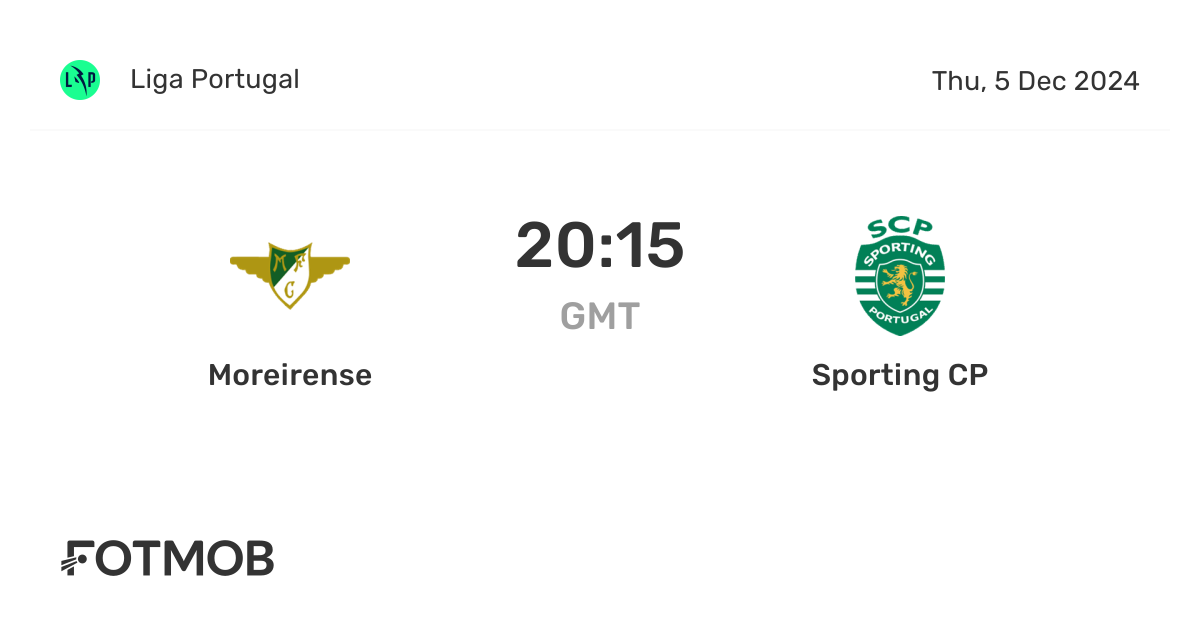 Moreirense 대 Sporting Cp 실시간 점수 예상 스타팅 라인업 및 H2h 통계