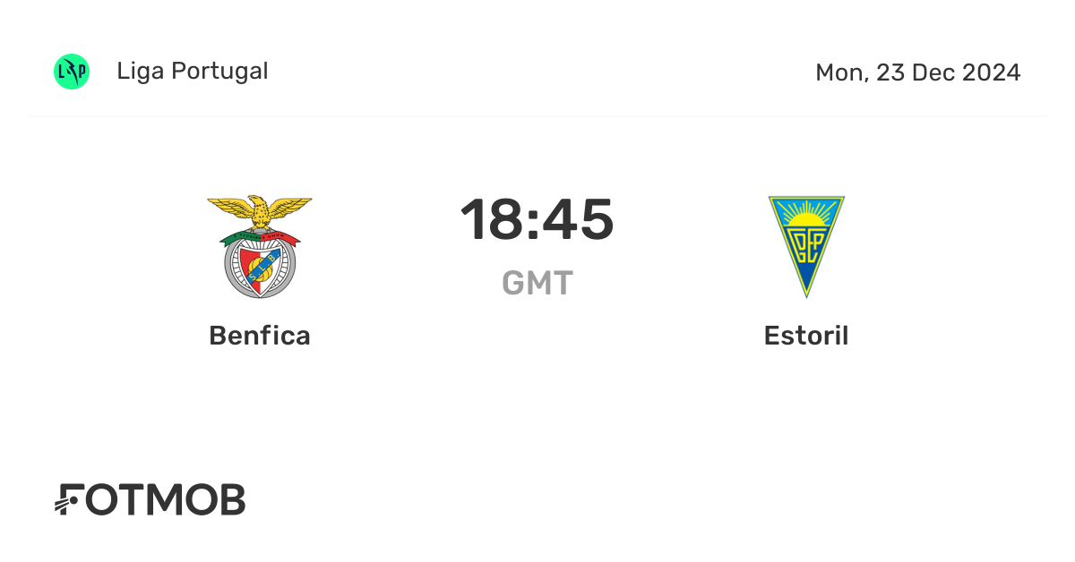 Benfica vs Estoril - live score, predicted lineups and H2H stats