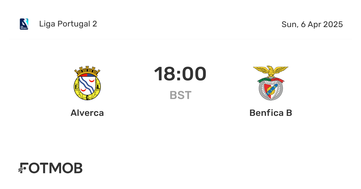 Alverca vs Benfica B - live score, predicted lineups and H2H stats