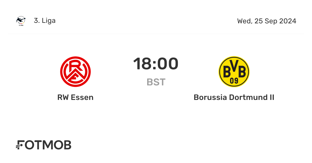 RW Essen vs Borussia Dortmund II - marcador en vivo, alineaciones ...
