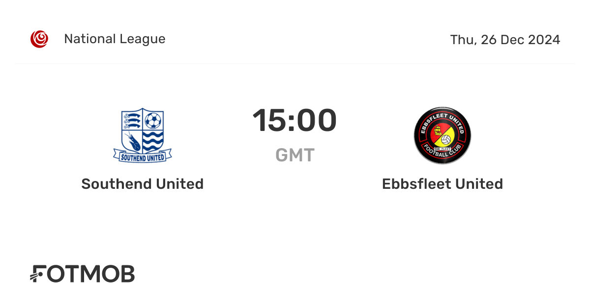 Southend United vs Ebbsfleet United - live score, predicted lineups and H2H stats