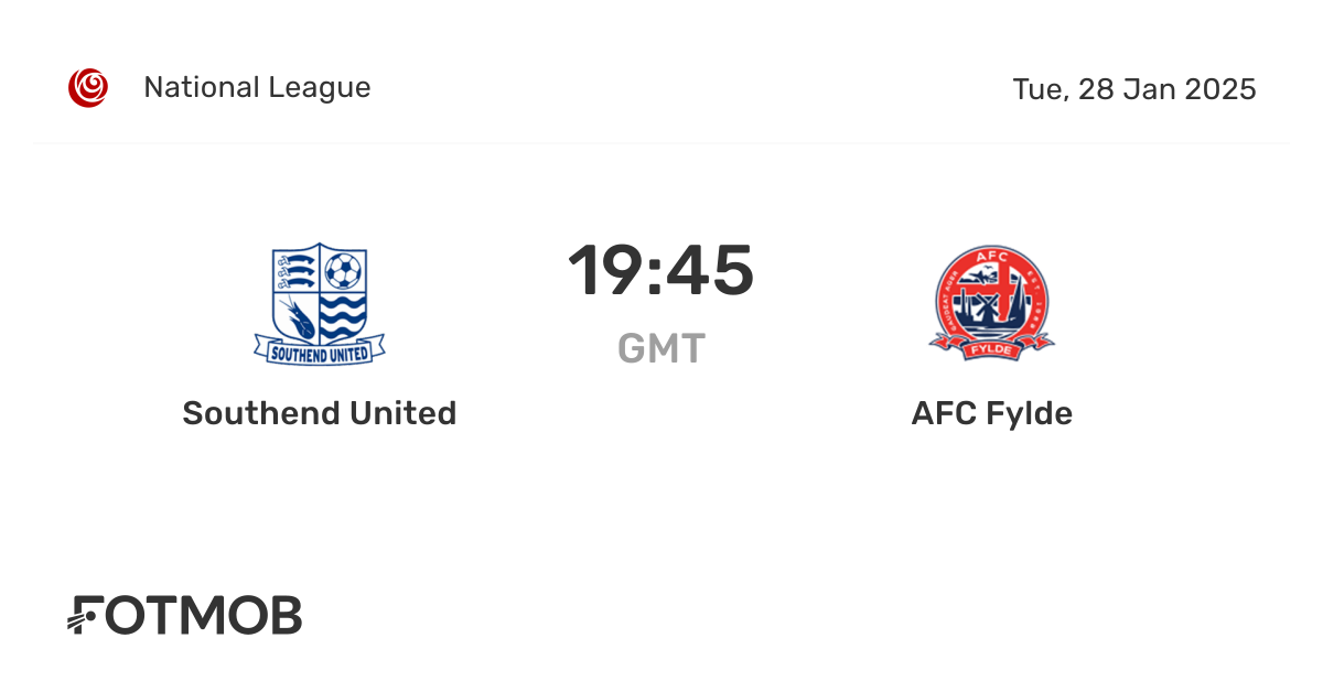 Southend United vs AFC Fylde - live score, predicted lineups and H2H stats