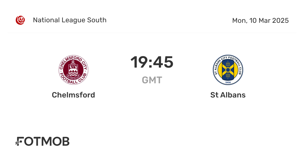 Chelmsford vs St Albans - live score, predicted lineups and H2H stats