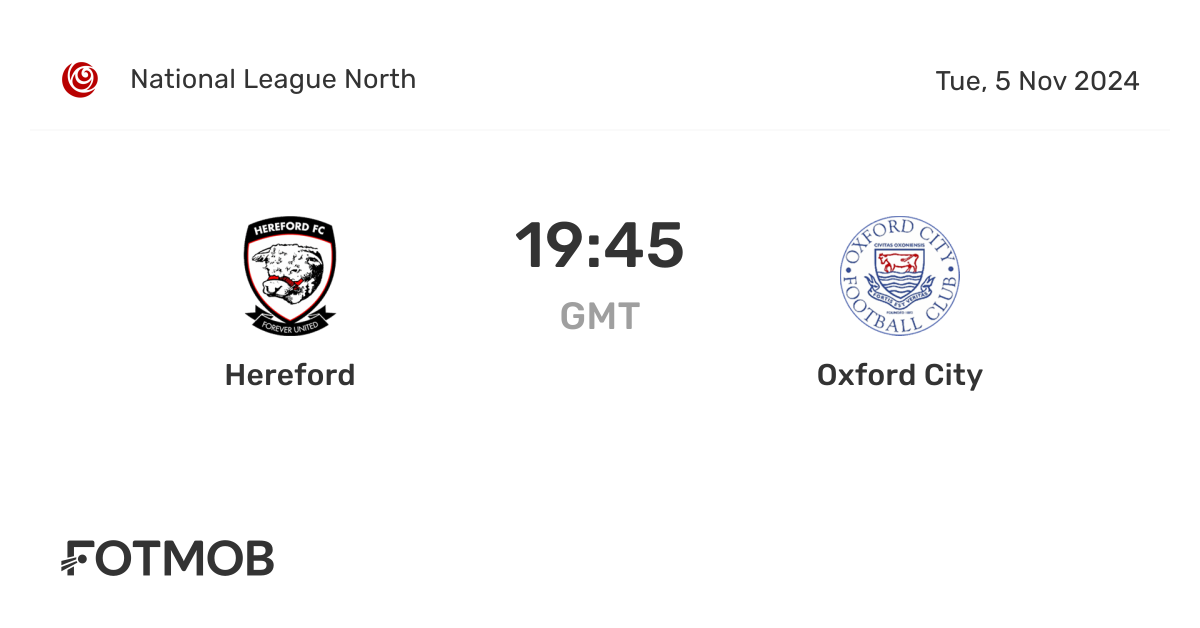 Hereford vs Oxford City - live score, predicted lineups and H2H stats