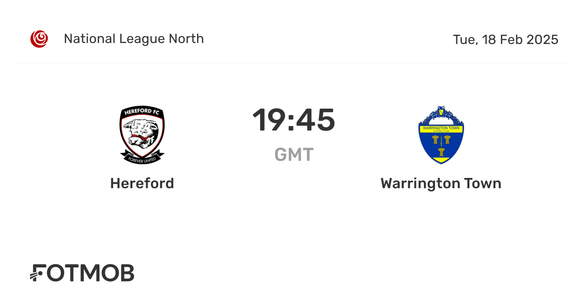 Hereford vs Warrington Town - live score, predicted lineups and H2H stats