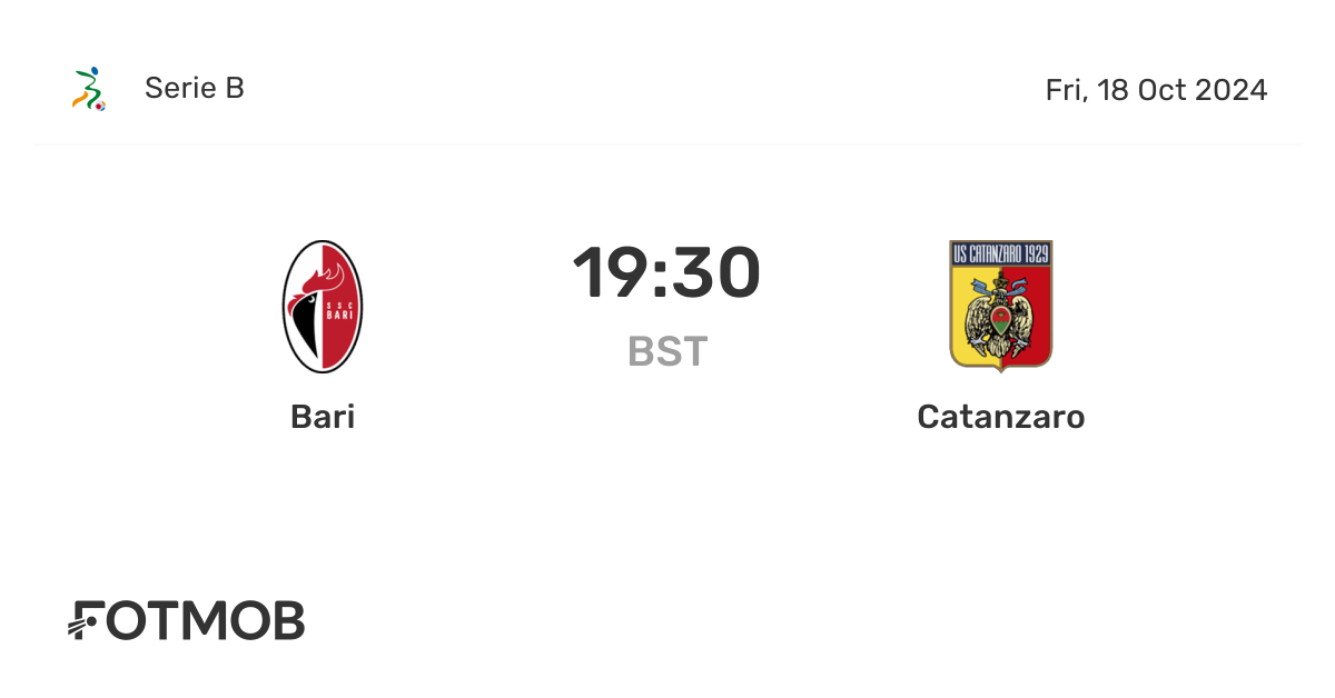Bari vs Catanzaro - marcador en vivo, alineaciones previstas y ...