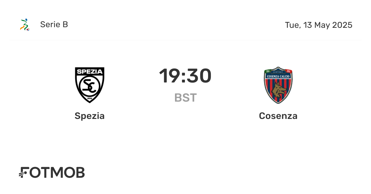 Spezia vs Cosenza - live score, predicted lineups and H2H stats