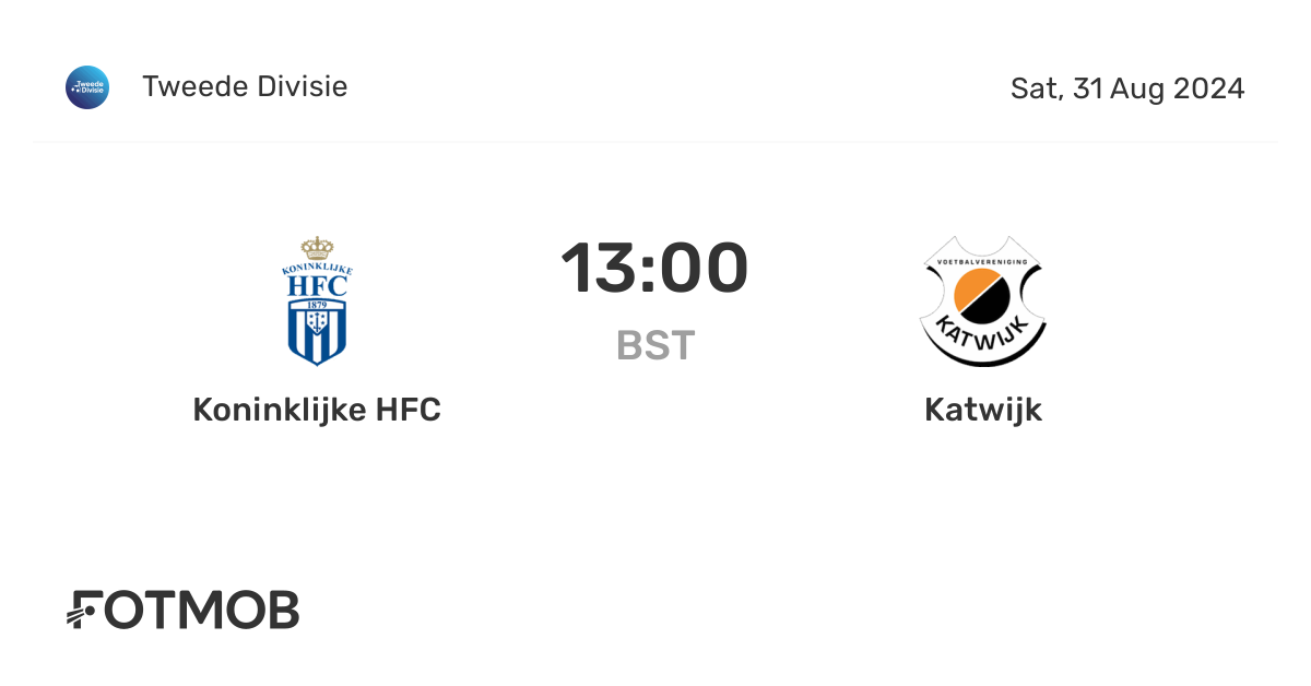 Koninklijke HFC vs Katwijk - live score, predicted lineups and H2H stats