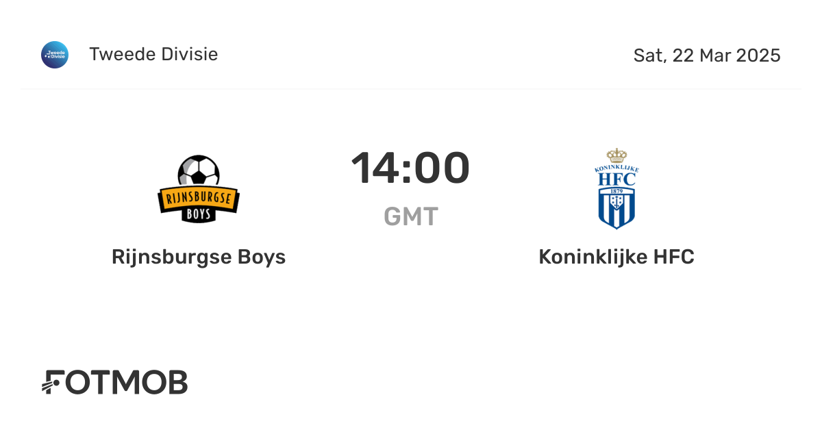 Rijnsburgse Boys vs Koninklijke HFC - live score, predicted lineups and H2H stats