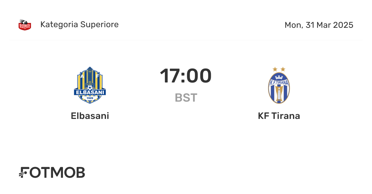 Elbasani vs KF Tirana - live score, predicted lineups and H2H stats