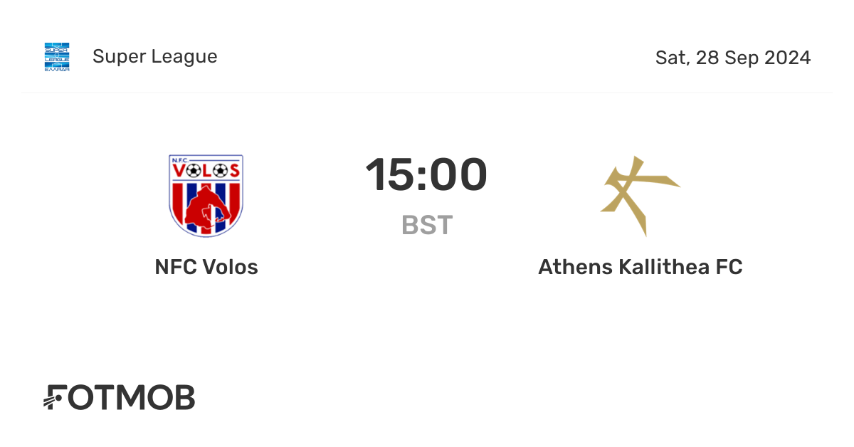 NFC Volos vs Athens Kallithea FC - live score, predicted lineups and ...