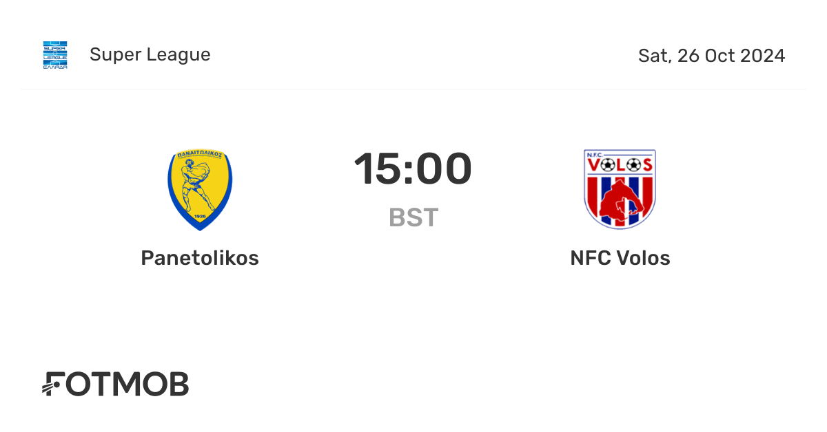 Panetolikos vs NFC Volos - marcador en vivo, alineaciones previstas y ...