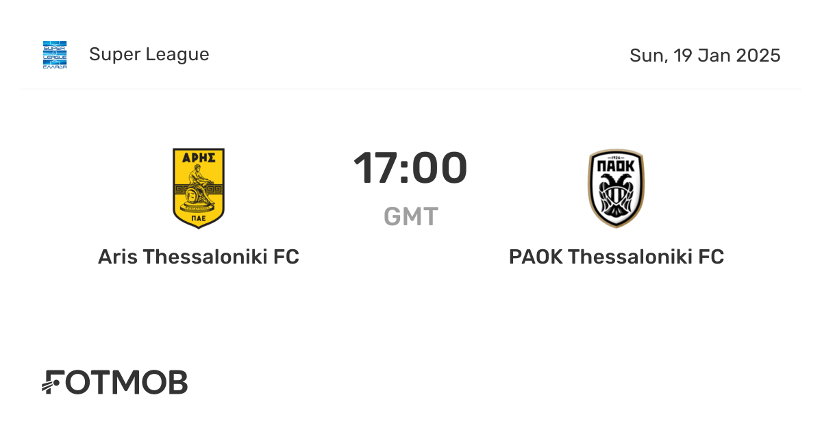 Aris Thessaloniki FC vs PAOK Thessaloniki FC - live score, predicted ...