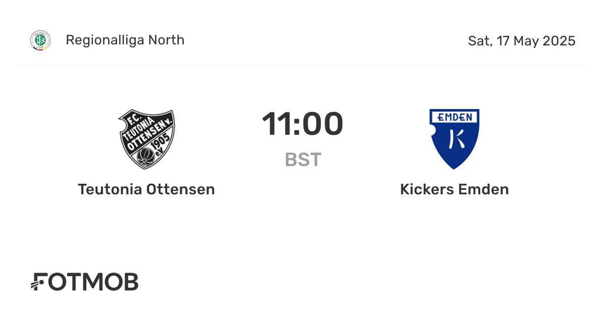 Teutonia Ottensen vs Kickers Emden - marcador en vivo, alineaciones ...