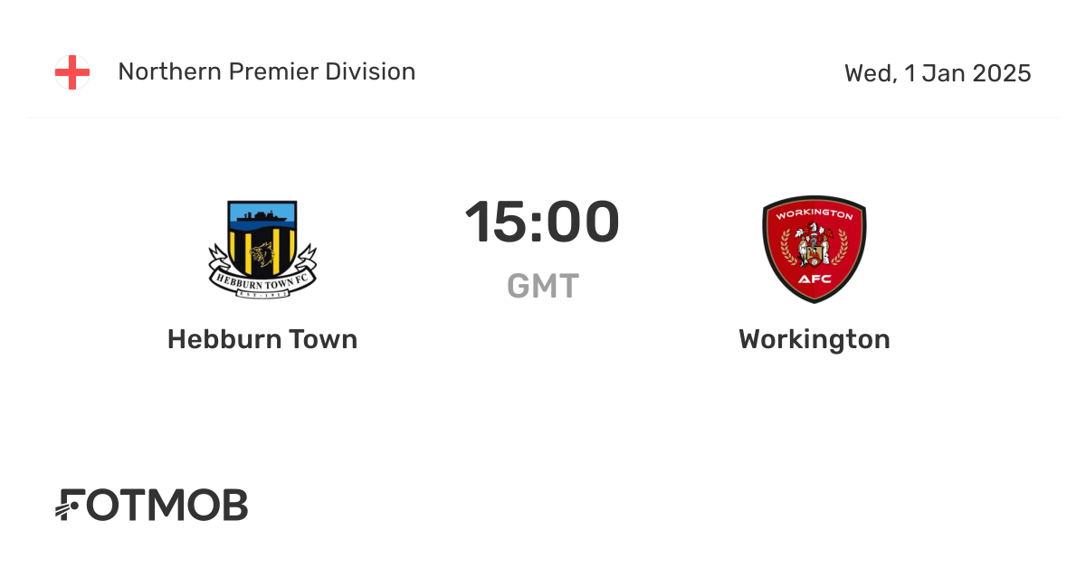 Hebburn Town vs Workington - live score, predicted lineups and H2H stats
