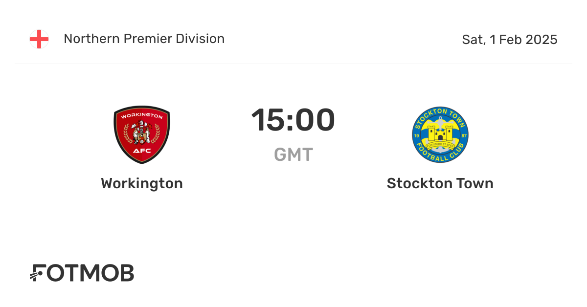 Workington vs Stockton Town - live score, predicted lineups and H2H stats