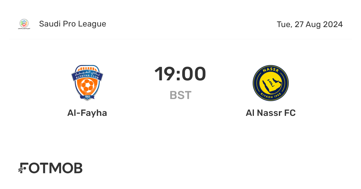 Al Fayha Vs Al Nassr Fc Live Score Predicted Lineups And H2h Stats
