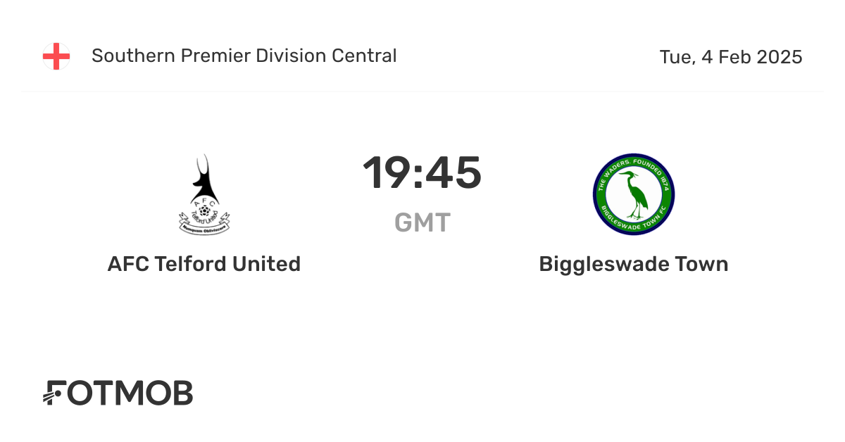 AFC Telford United vs Biggleswade Town - live score, predicted lineups ...