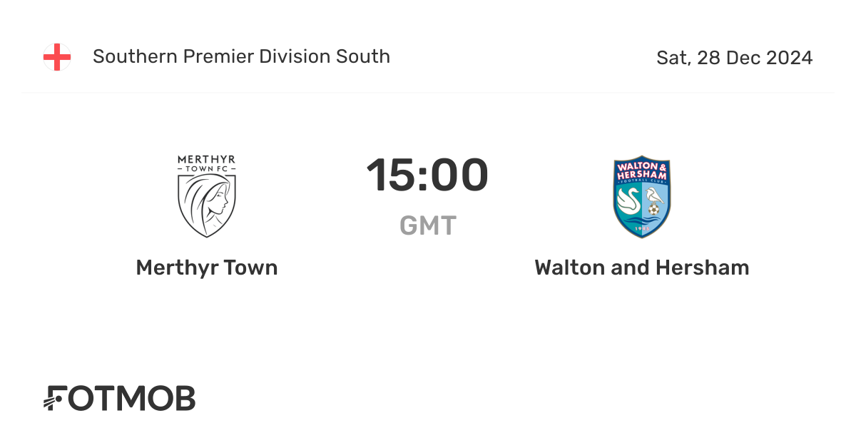 Merthyr Town vs Walton and Hersham - live score, predicted lineups and ...