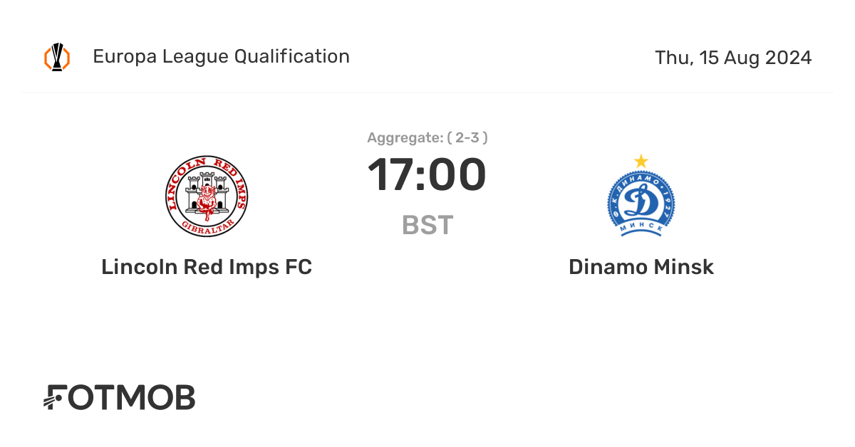 Lincoln Red Imps FC vs Dinamo Minsk - live score, predicted lineups and H2H stats