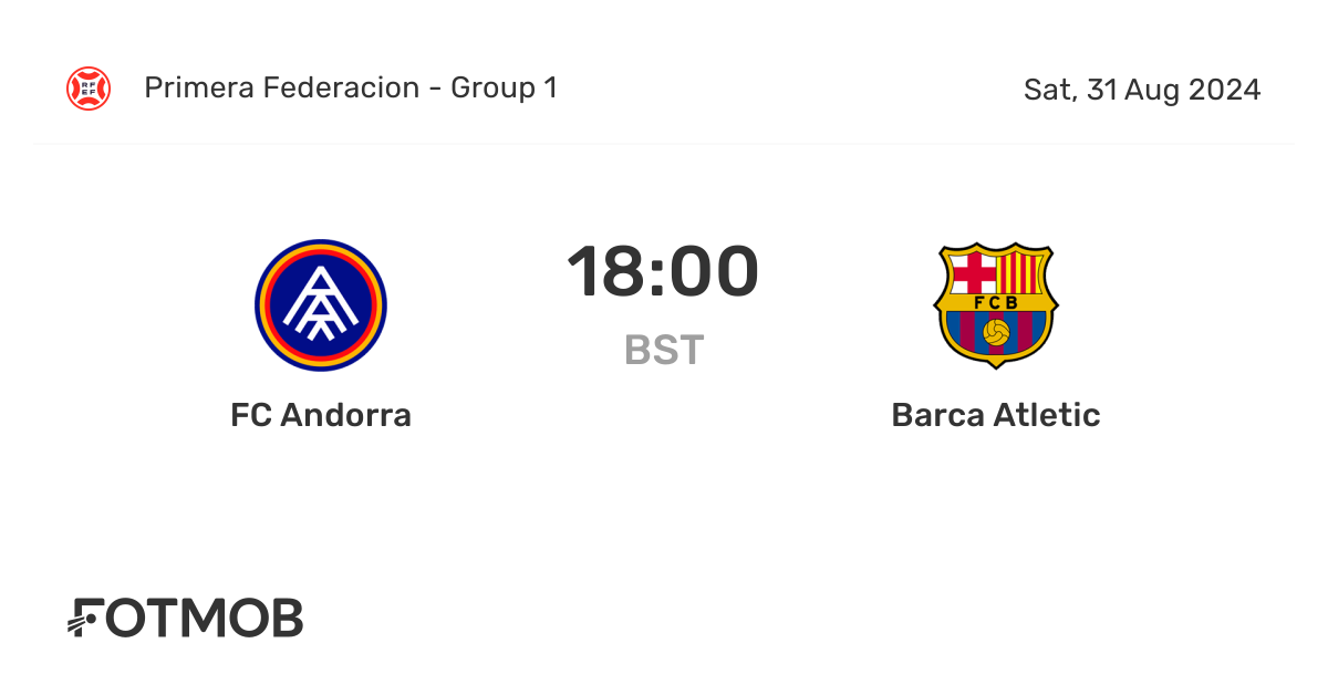 FC Andorra vs Barca Atletic - live score, predicted lineups and H2H stats