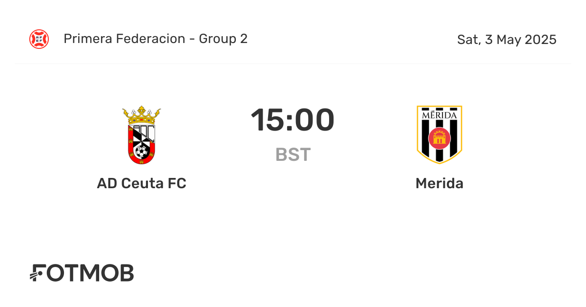 AD Ceuta FC vs Merida - live score, predicted lineups and H2H stats