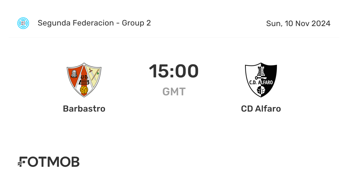 Barbastro vs CD Alfaro - live score, predicted lineups and H2H stats