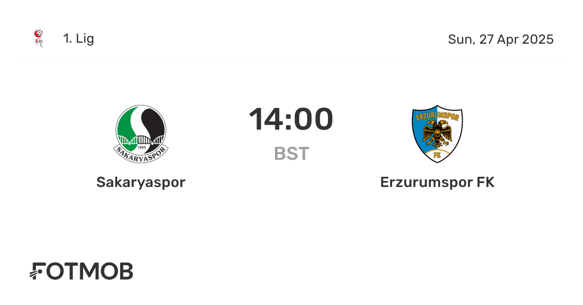 Sakaryaspor vs Erzurumspor FK - marcador en vivo, alineaciones previstas y estadísticas H2H