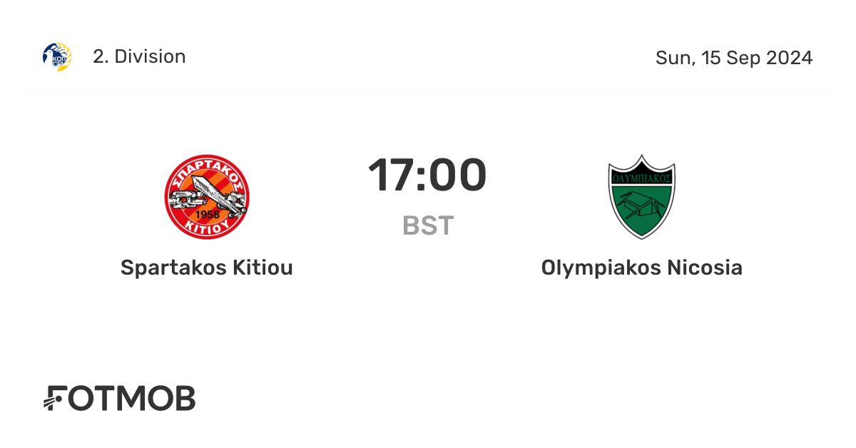 Spartakos Kitiou vs Olympiakos Nicosia - live score, predicted lineups and H2H stats