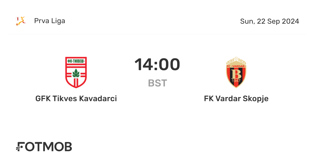 GFK Tikves Kavadarci vs FK Vardar Skopje - marcador en vivo, alineaciones previstas y ...