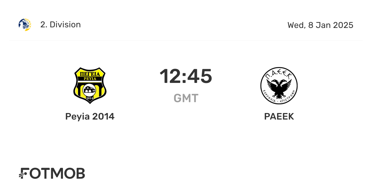 Peyia 2014 vs PAEEK - live score, predicted lineups and H2H stats