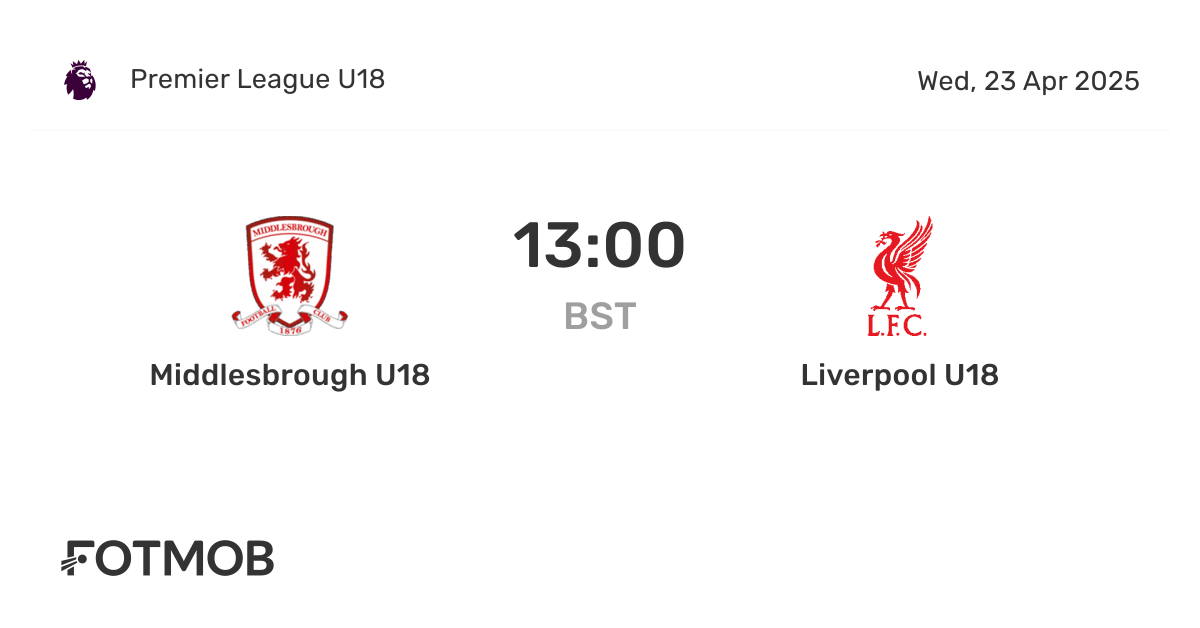 Middlesbrough U18 vs Liverpool U18 - live score, predicted lineups and ...
