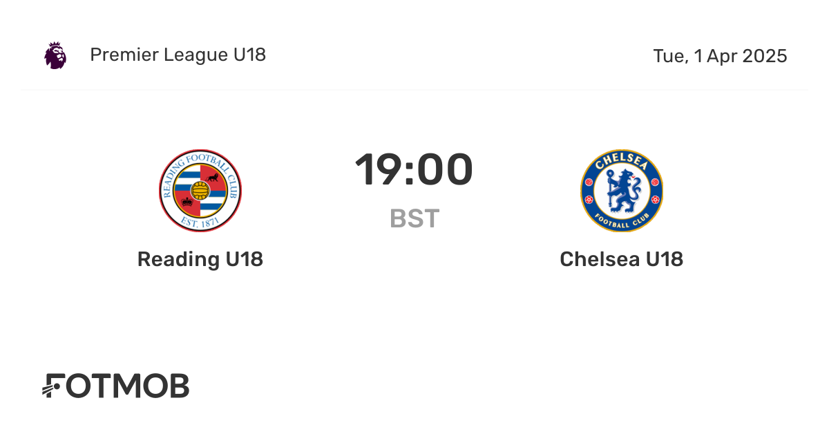 Reading U18 vs Chelsea U18 - live score, predicted lineups and H2H stats