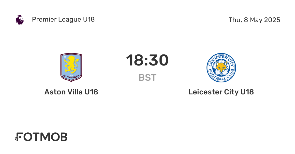 Aston Villa U18 vs Leicester City U18 - live score, predicted lineups and H2H stats