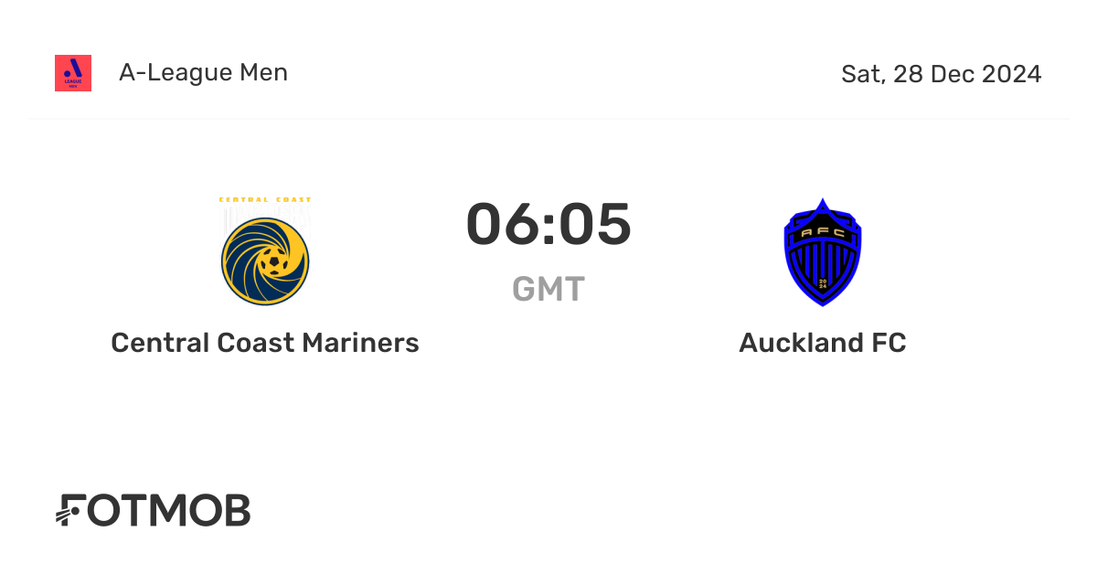 Central Coast Mariners vs Auckland FC - live score, predicted lineups and H2H stats