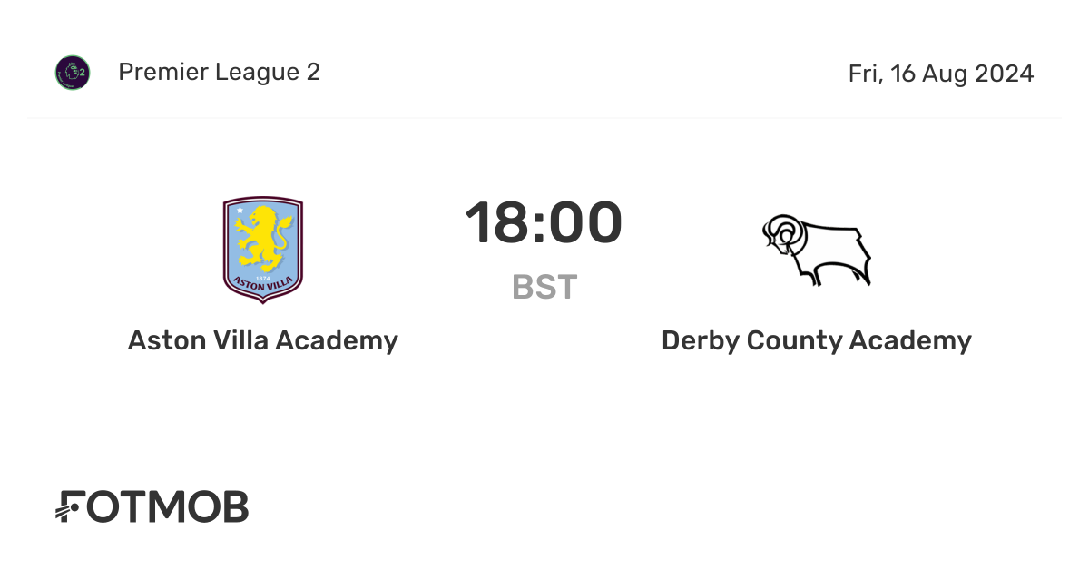 Aston Villa Academy vs Derby County Academy - live score, predicted ...