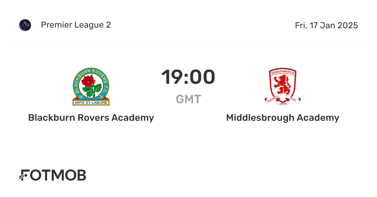 Blackburn Rovers Academy vs Middlesbrough Academy - live score ...