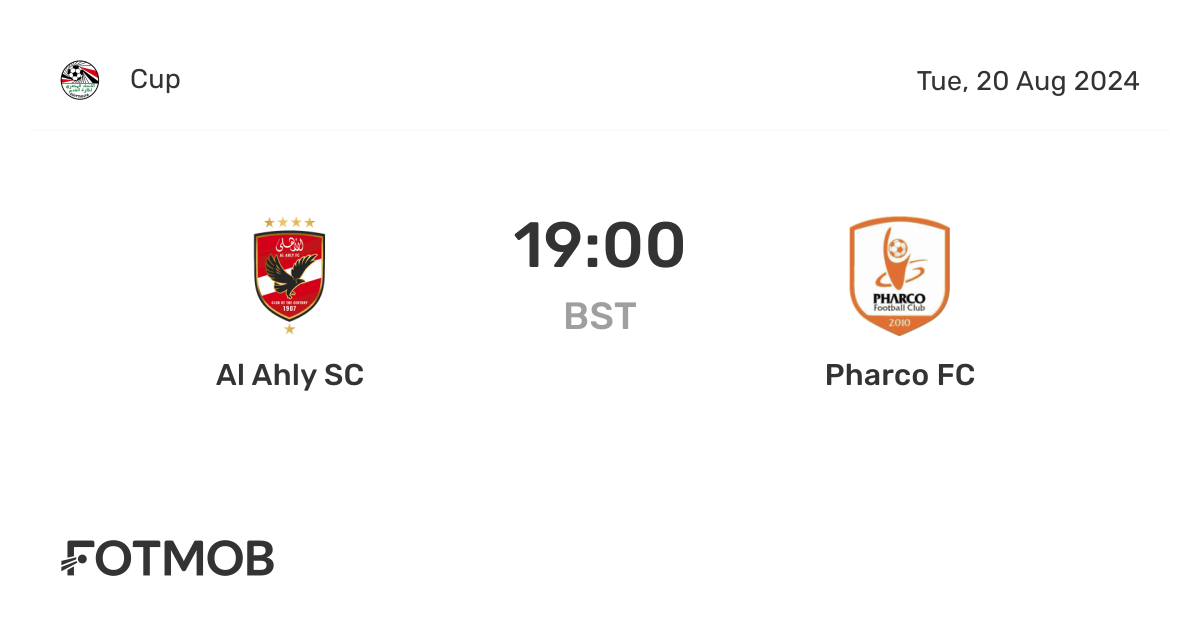 Al Ahly SC vs Pharco FC - live score, predicted lineups and H2H stats