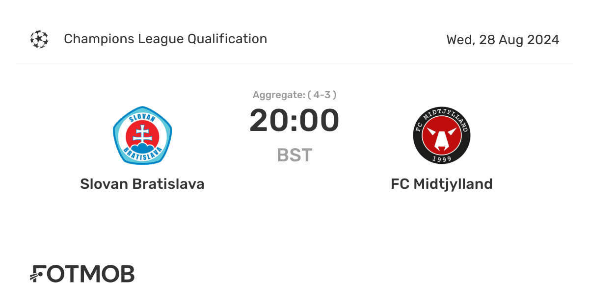 Slovan Bratislava vs FC Midtjylland - live score, predicted lineups and ...