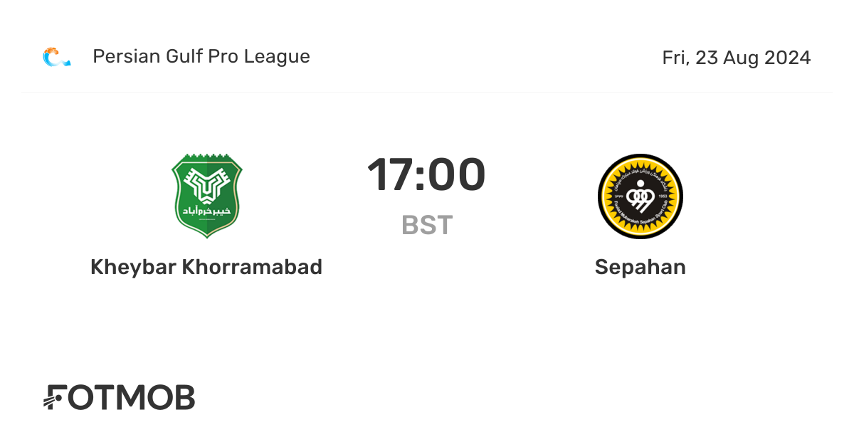 Kheybar Khorramabad vs Sepahan - live score, predicted lineups and H2H ...
